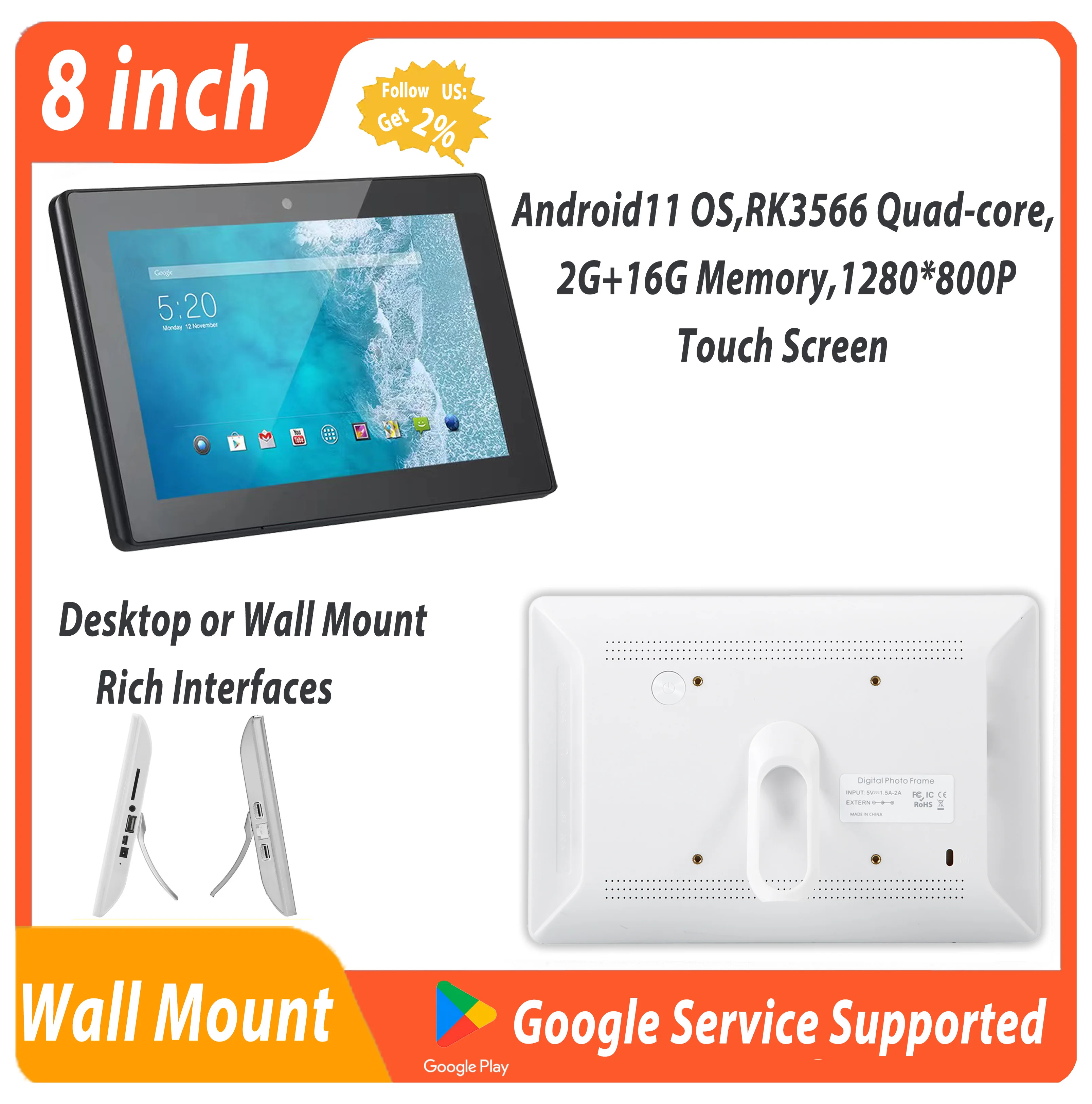 Wall-Mount-Android-Tablet-8-Inch-Capacitive-Touch-Screen-Multi-Media ...