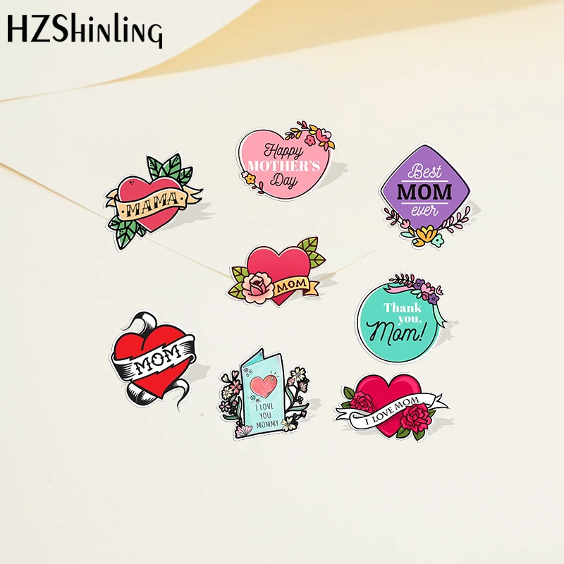 Happy-Mother-s-Day-I-Love-Mom-Cartoon-Acrylic-Lapel-Pin-Resin-Epoxy ...