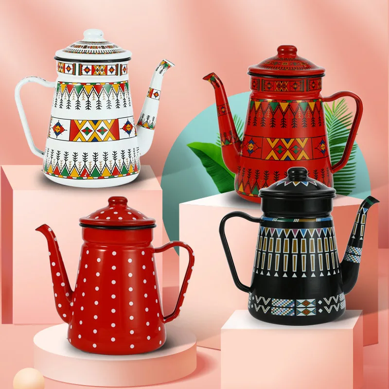1-1L-Chinese-Style-Enamel-Coffee-Pot-with-Thin-Spout-Kettle-Enamel ...