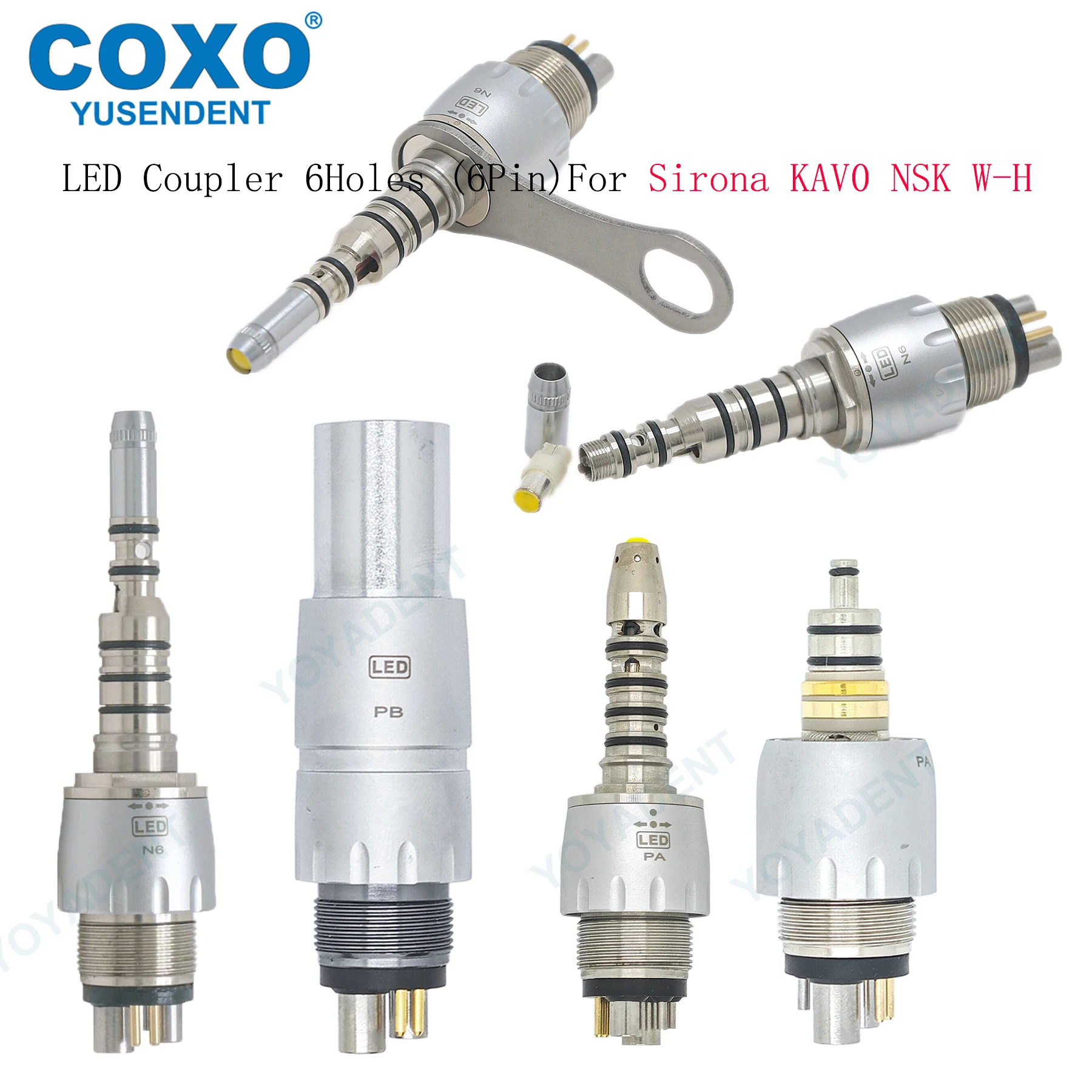 COXO Dental LED Coupling 6Hole Coupler For Fiber Optic High Speed ...