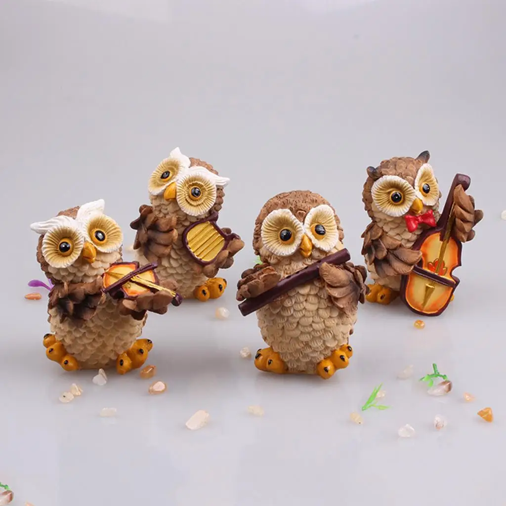 6Pce/Set Mini Owl Figurine Garden Ornament Miniature Plant Pots Micro ...