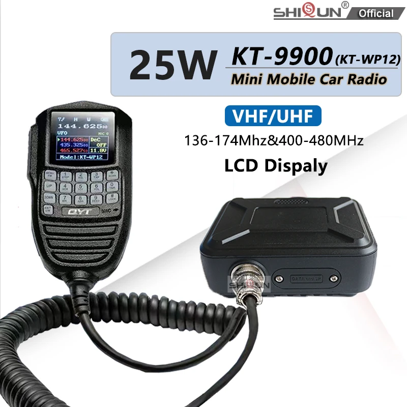 25W QYT KT-9900 Mini Mobile Radio KT-WP12 Walkie Talkie Waterproof Dual ...
