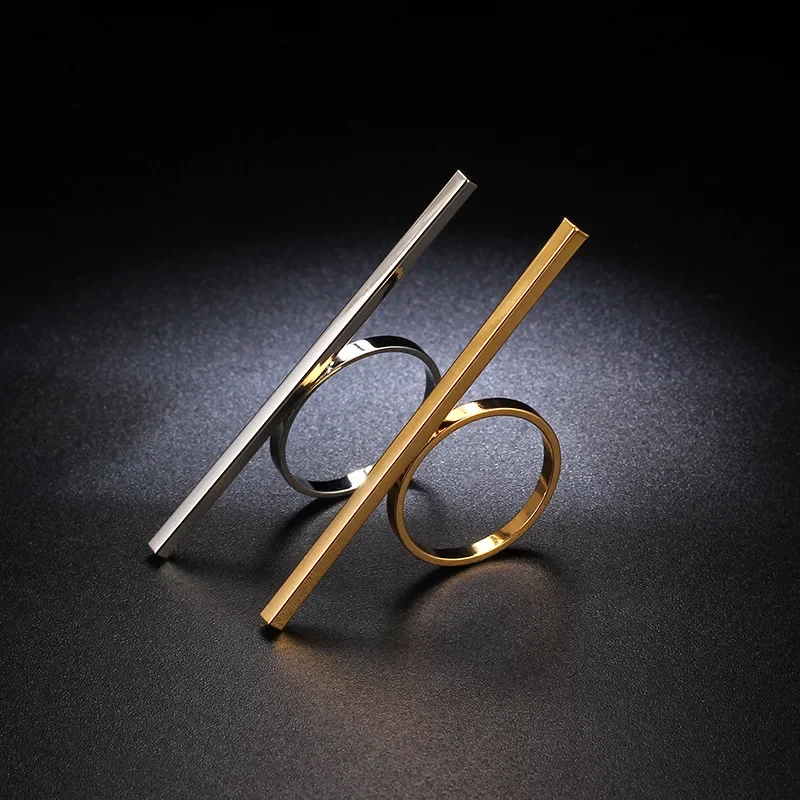 Gold-Silver-Color-Rings-for-Women-Fashion-Copper-Long-Bar-Ring-Women ...