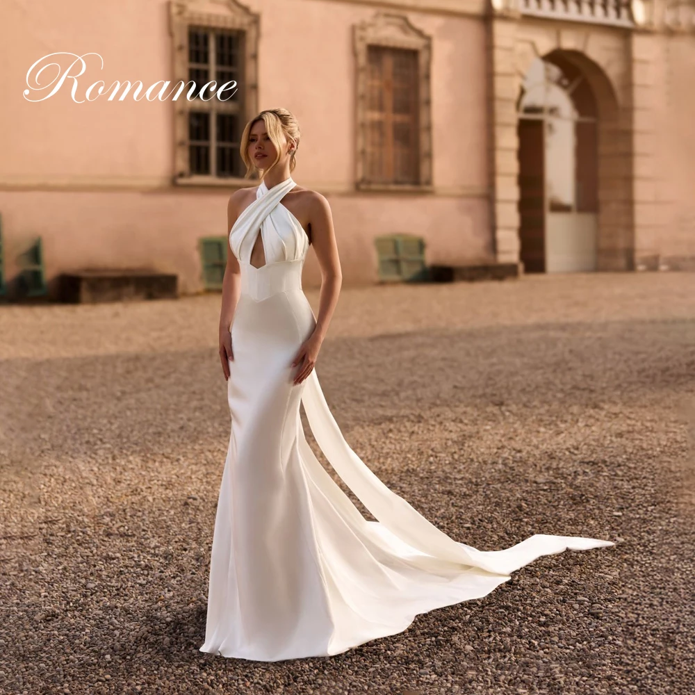 Modern Criss-Cross Halter Pleat Mermaid Wedding Dress Women 2026 ...