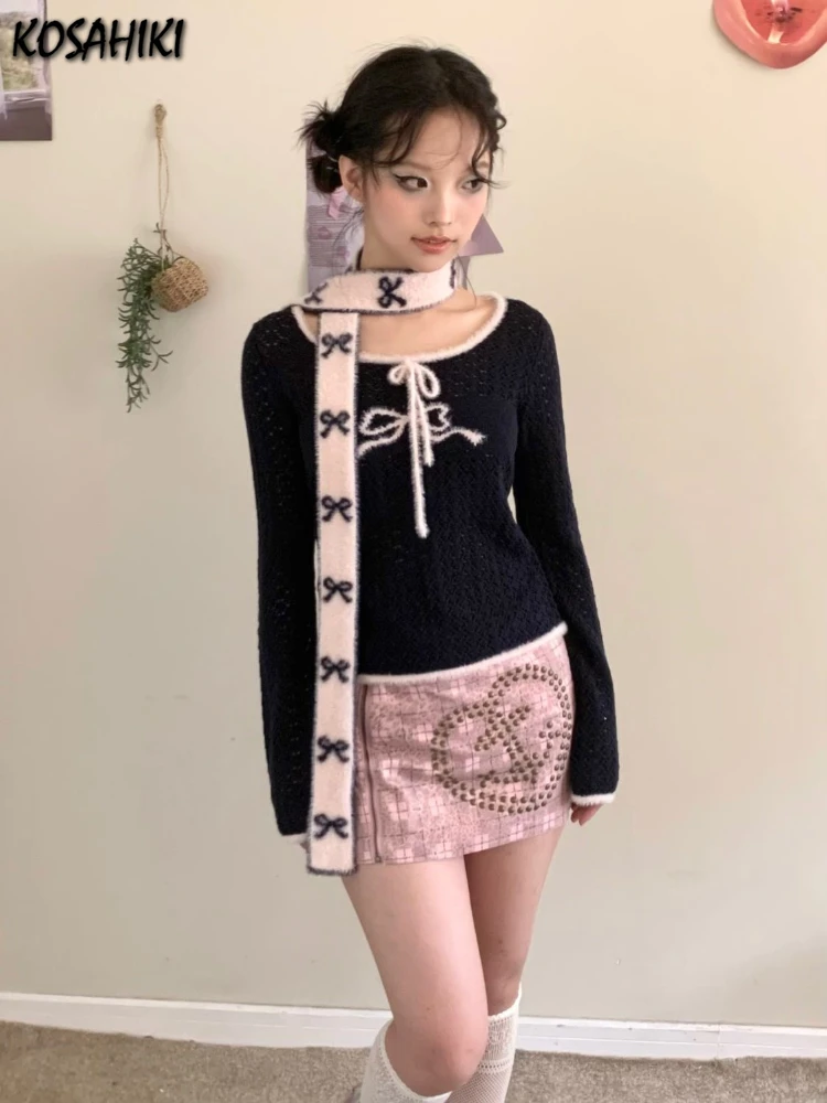 Y2k-Aesthetic-Girl-Bow-Printing-Scarf-Harajuku-Two-sided-Warmth-Korean ...