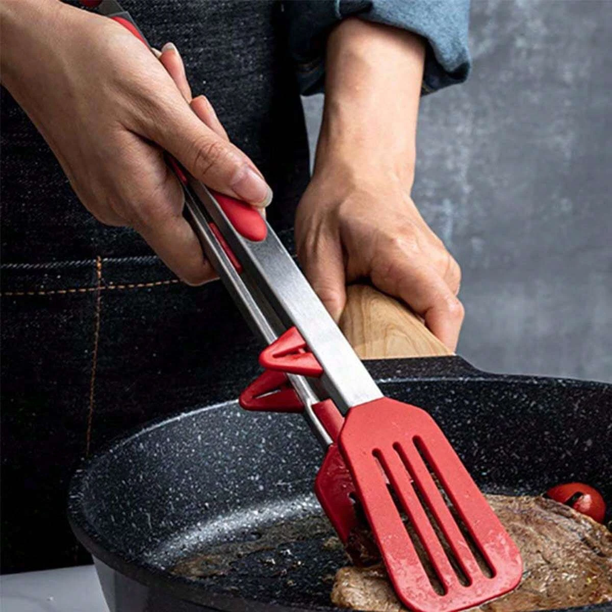 9inch-Silicone-Kitchen-Food-Clip-Steak-Barbecue-Bread-Tongs-With-Holder ...