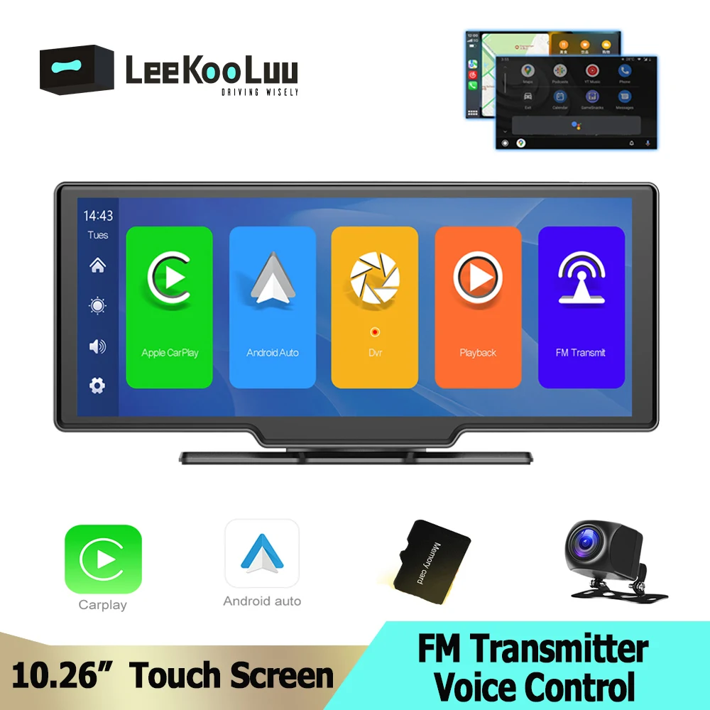 LeeKooLuu 10.26" Wireless Carplay & Android Auto Smart Monitor With ...