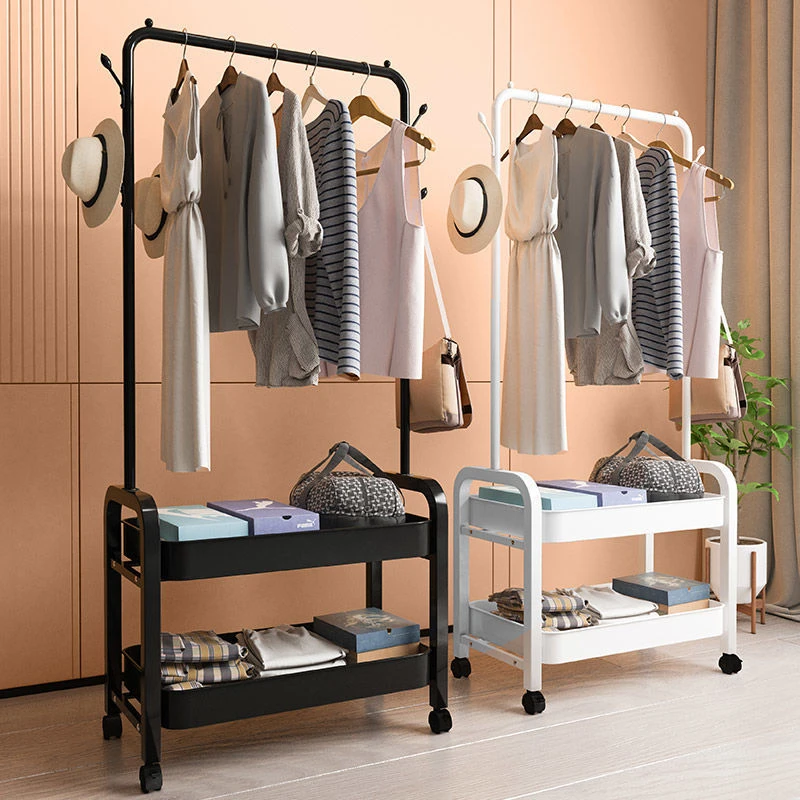 Movable Clothes Rack Floor Hanger Stand Storage Wardrobe Hat Stand ...