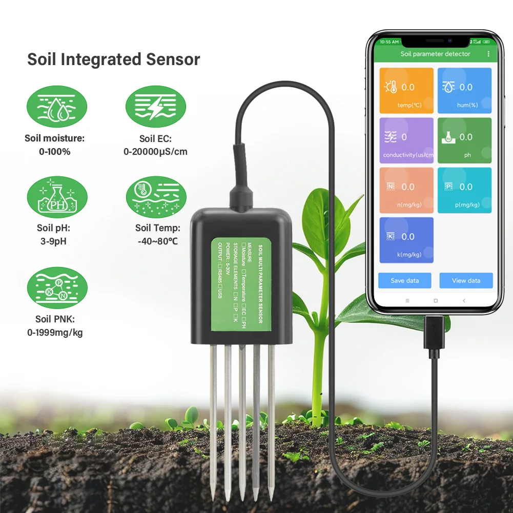 YIERYI Soil pH Meter Moisture Tester Soil Analyzer for Android USB ...
