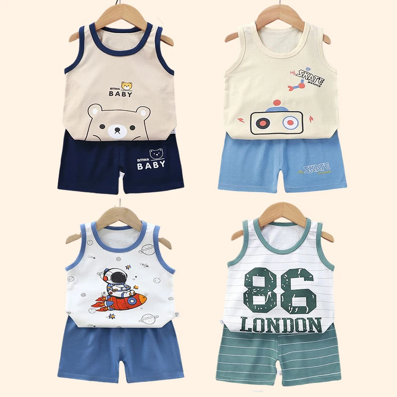 Children-Sets-Kids-Clothes-Boys-Girls-Vest-Suit-Summer-Children-s ...