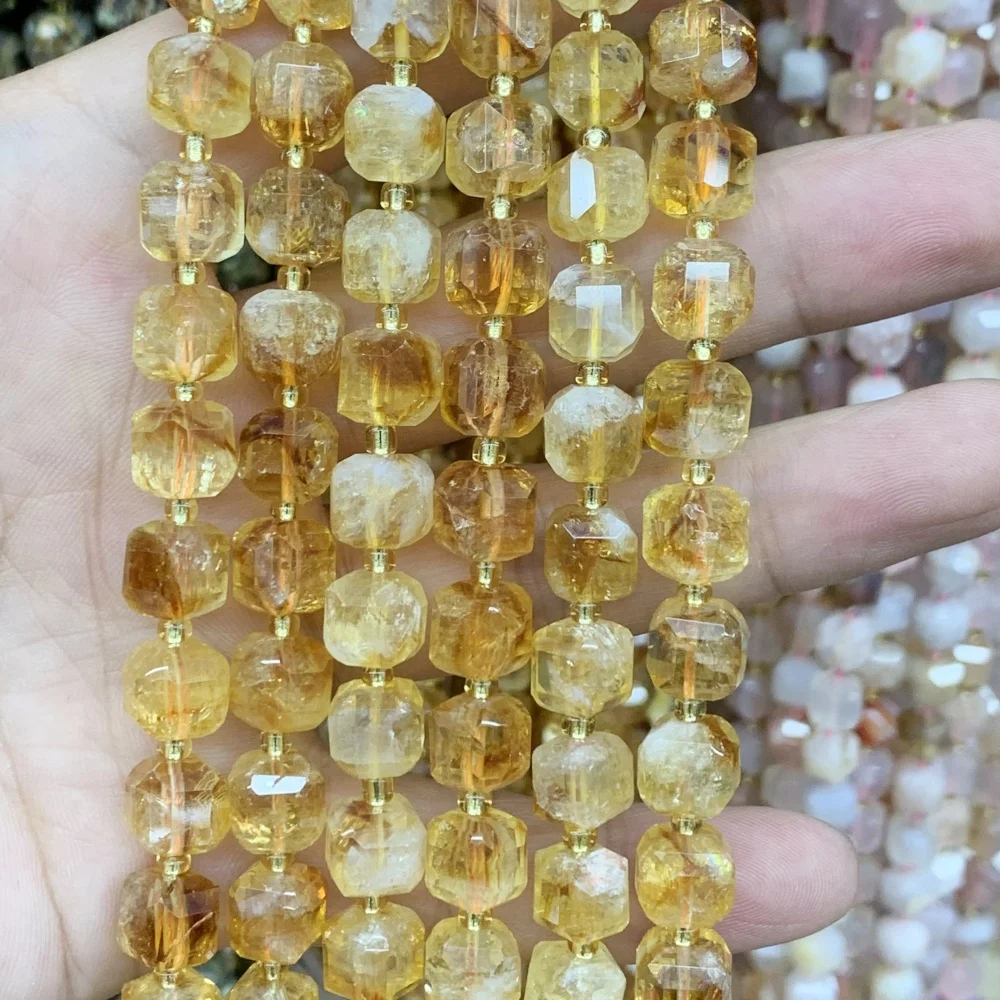 Natural Square 6mm 8mm Citrine Cube amethys Loose Spacer Beads for ...