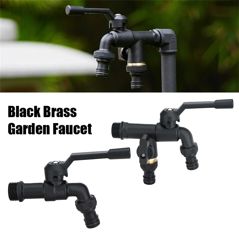 1Pcs Outdoor Garden Black Water Faucet Black Brass Garden Hose Faucet ...