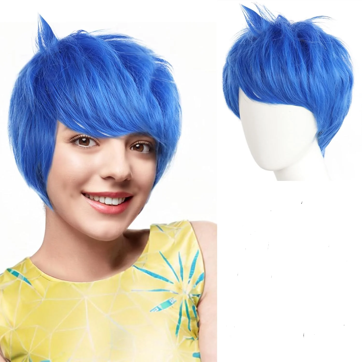 Women Short Blue Synthetic Wig for Joy Cosplay Wig Joy Outfits Joy ...
