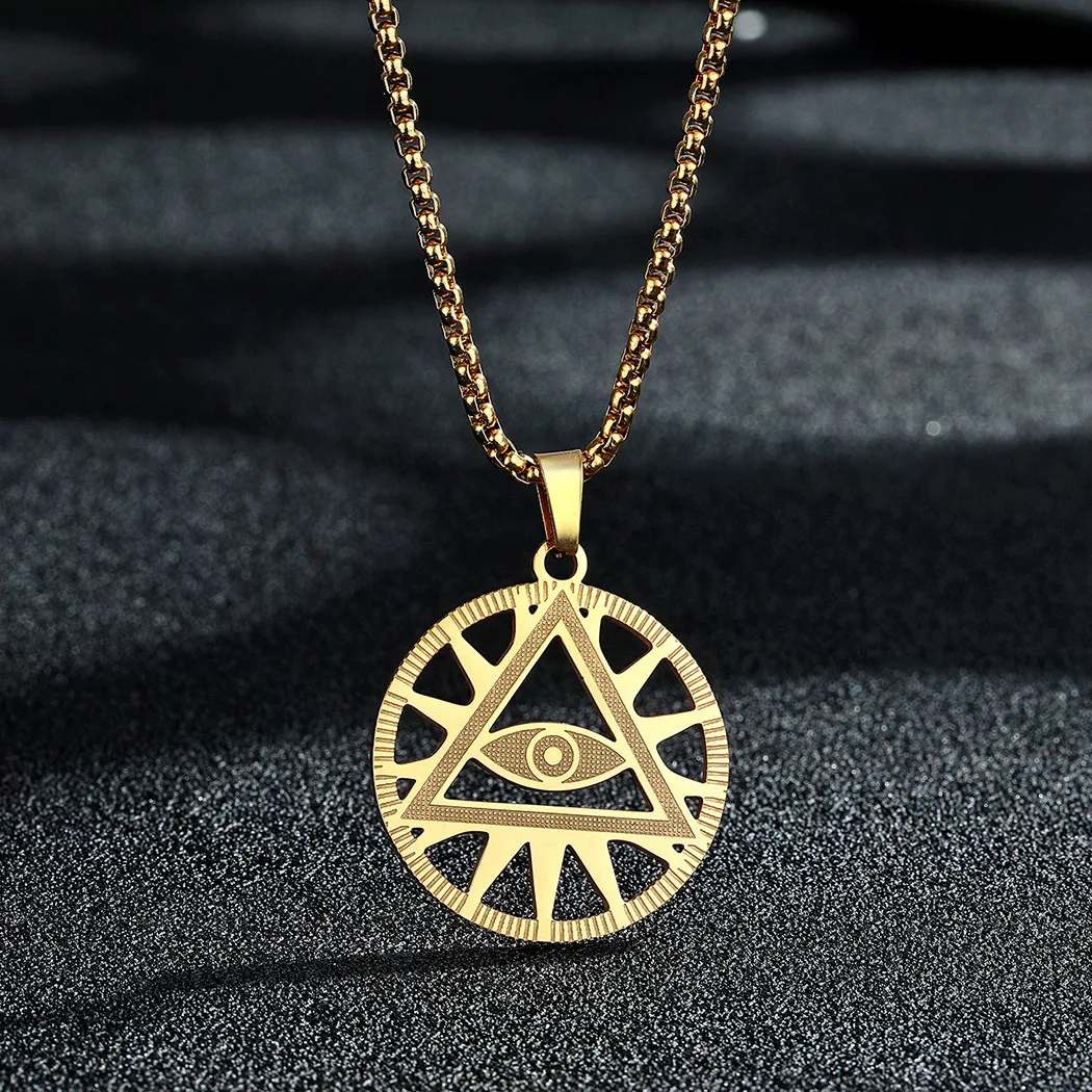All-Seeing-Eye of Providence Illuminati Pyramid Charm Necklace Round ...
