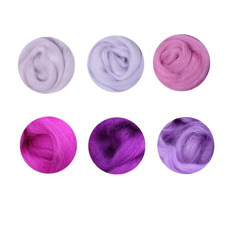 66S Purple Color Series Wool Fibre for Needle Felting Wet Felting Wool ...
