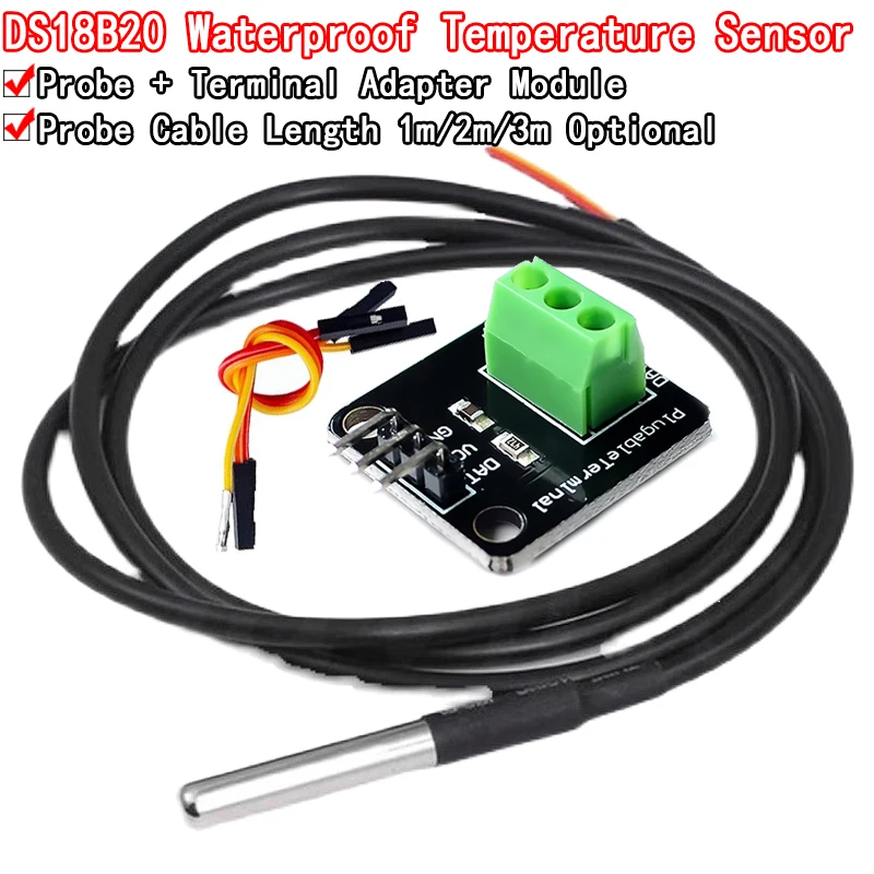 DS18B20-Temperature-Sensor-Module-Kit-Waterproof-100CM-Digital-Sensor ...