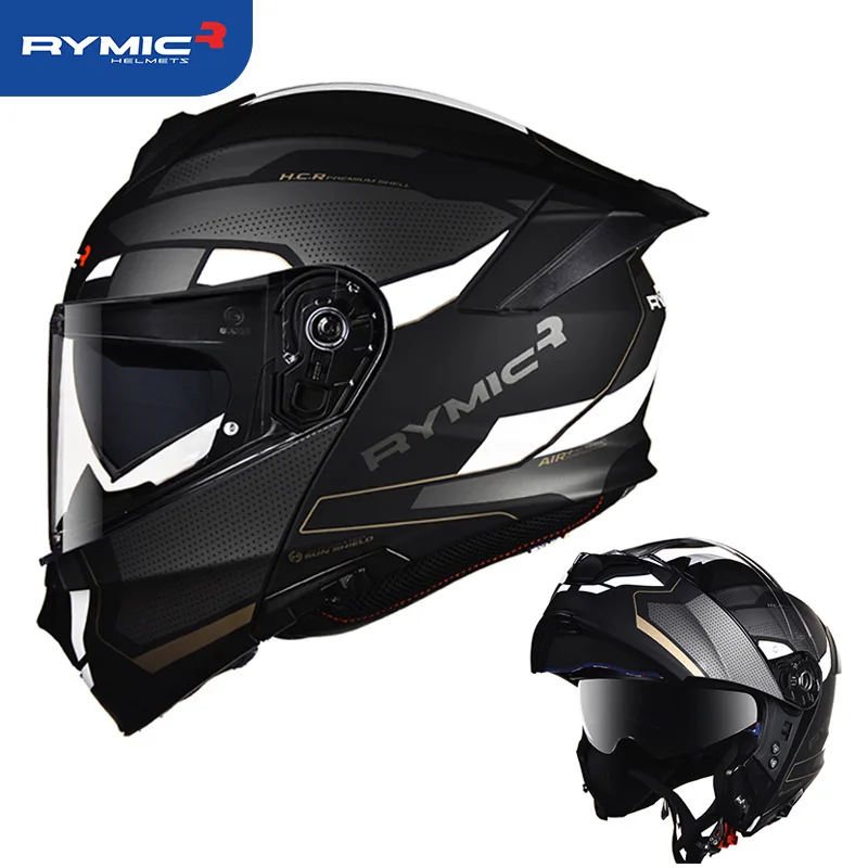 RYMIC Flip Up Motorcycle Helmet Modular Full Face Moto Riding Helmet casco moto helmet ...