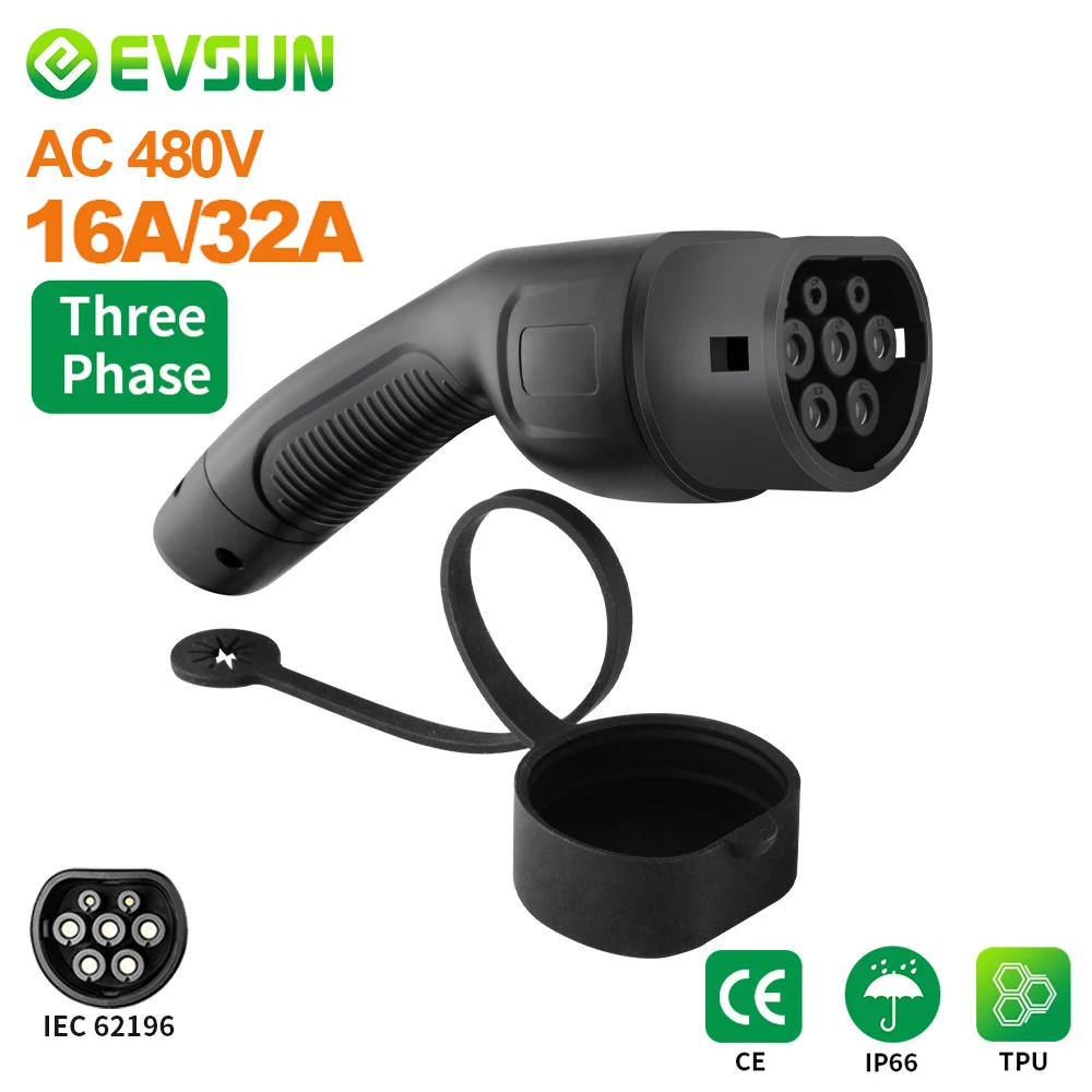 EVSUN EV Charger Plug Adapter Type 2 EVSE Charger Female IEC 62196 ...