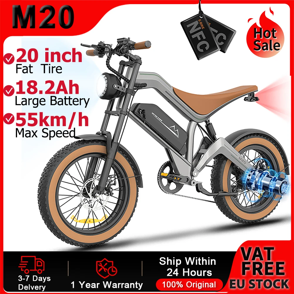 M20 Adult Electric Bike 1500W 55km/h Max Speed Hydraulic Brake ...