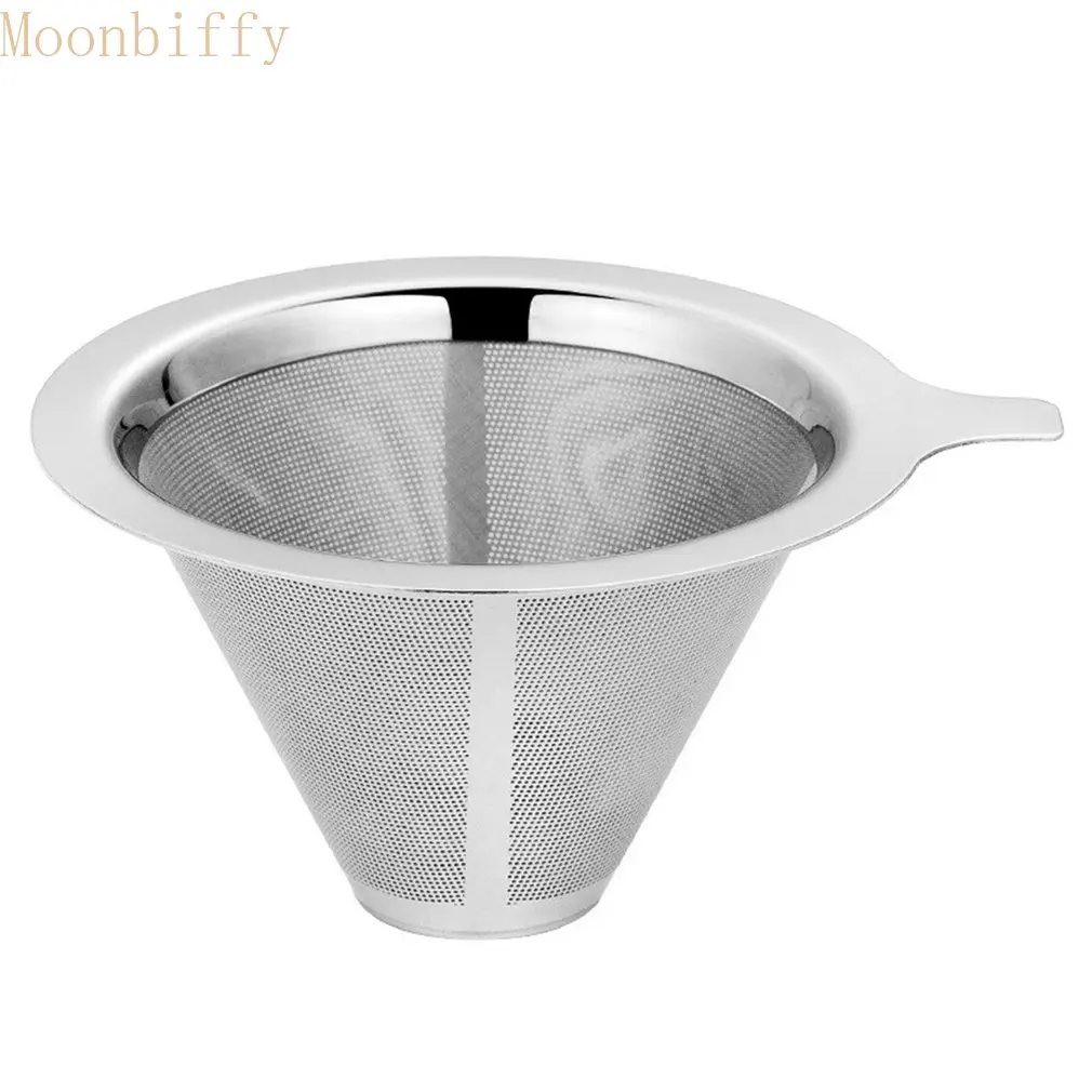 304 Stainless Steel Coffee Filter Reusable Double Layer Cone Coffee ...
