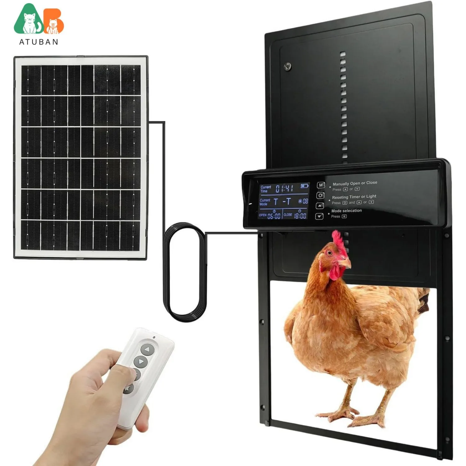Automatic-Chicken-Coop-Door-Solar-Powered-Electric-LCD-Display-Chicken ...