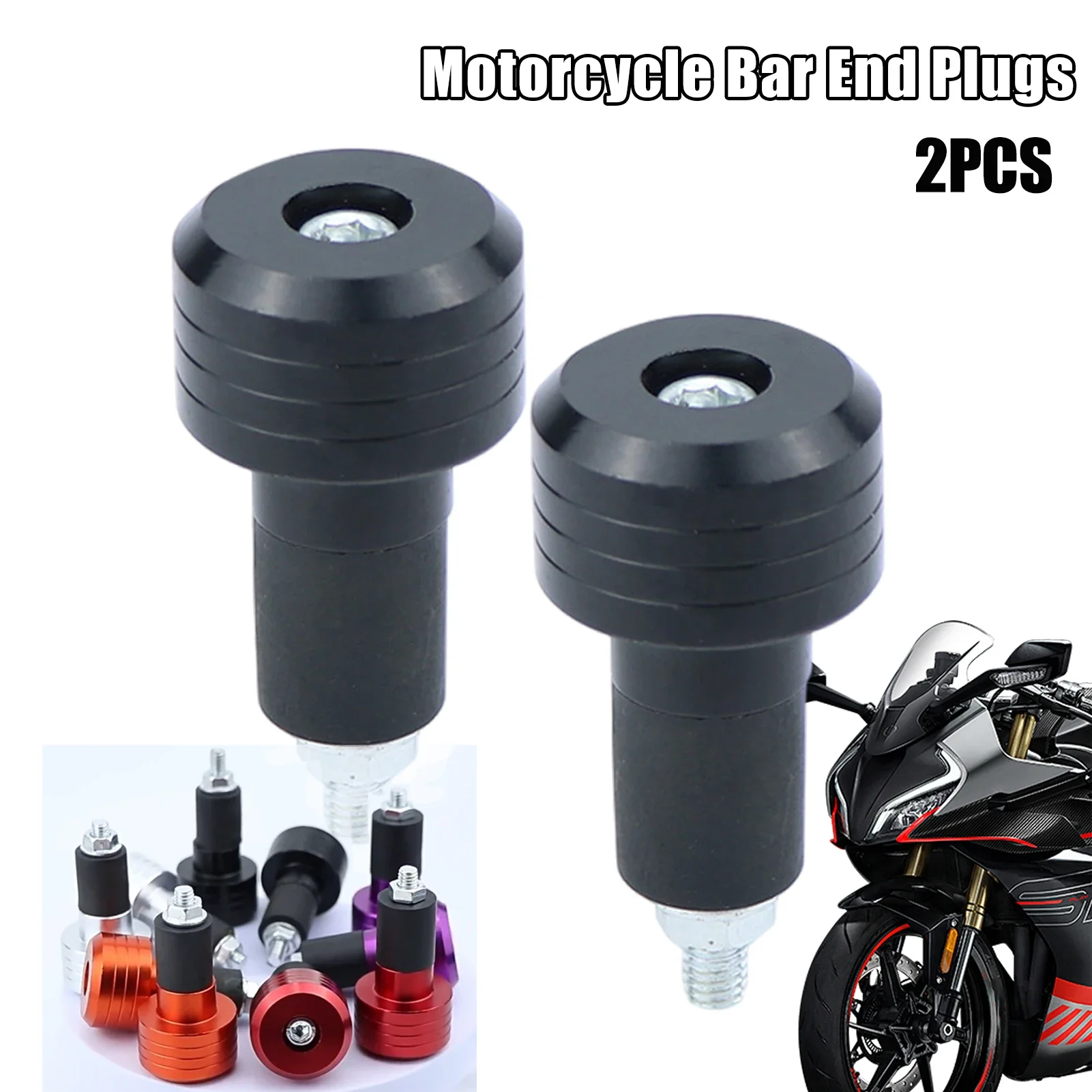 Motorcycle Bar End Plugs 2X Alloy Handlebar Grips Caps Motorbike Grip ...
