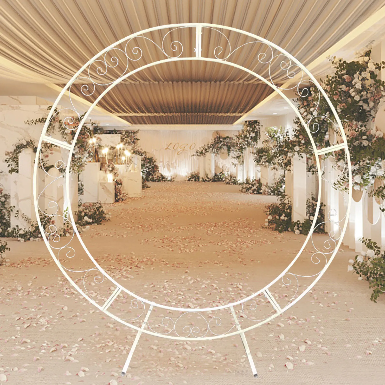 Wedding-Circle-Arch-Frame-Metal-Garland-Romantic-Flower-Backdrop-Stand ...