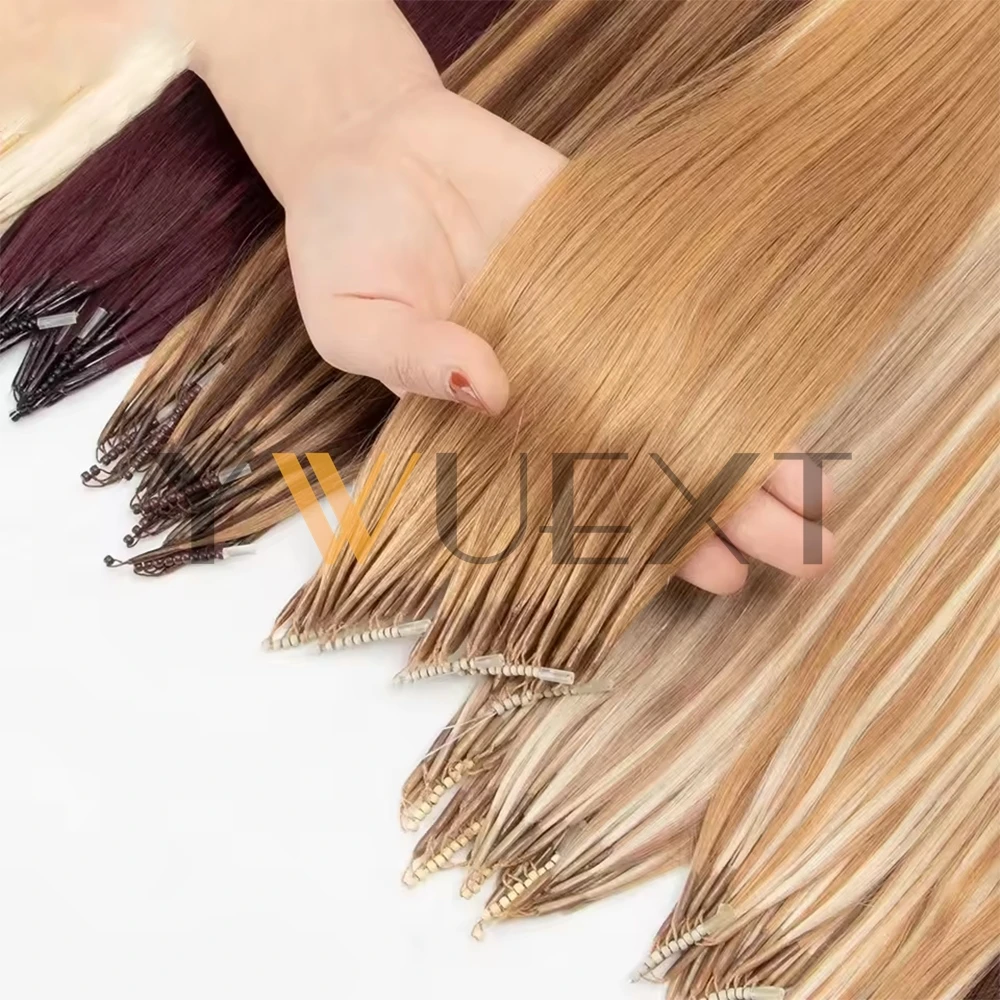 8D Human Hair Extensions Blonde 12"-24" Nano Ring Link Extensions 0.6g ...