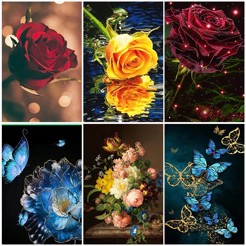 Diamond Painting Rose 5D DIY Embroidery Diamond Painting Full Round ...
