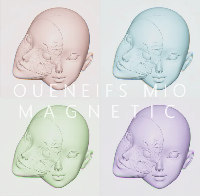 Mio 2th Magnetic Ghost Face BJD 1/4 Oueneifs Full Set Double Emotion ...
