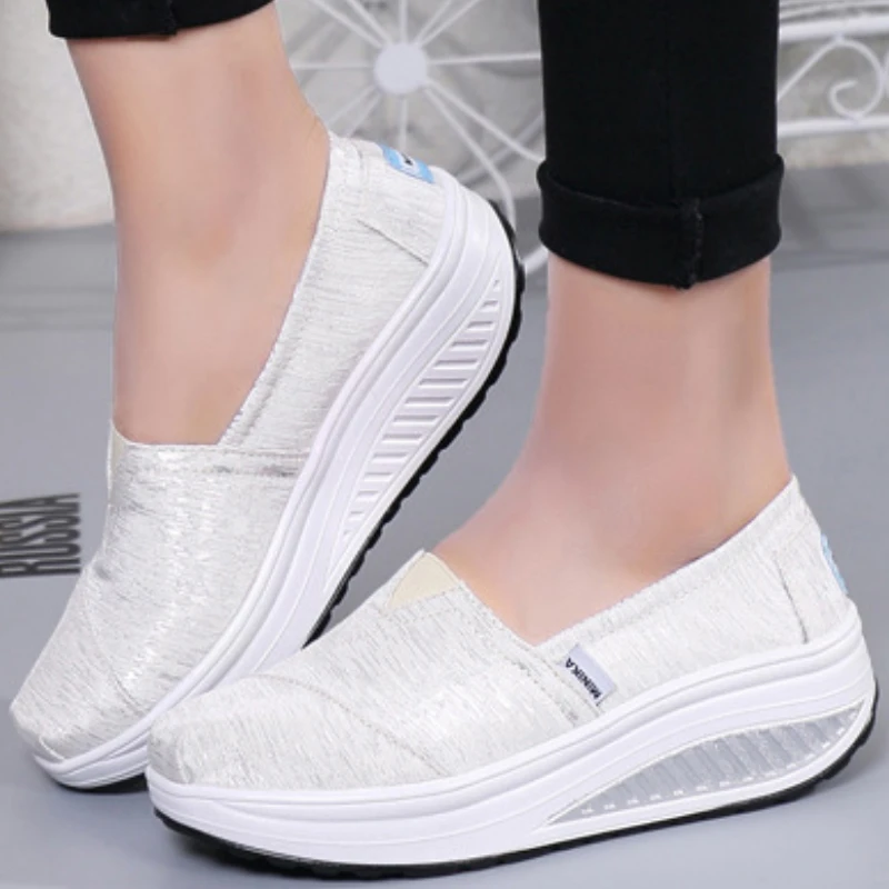 Solid Color Canvas Shoes for Women Spring Casual Round Head Loafers ...