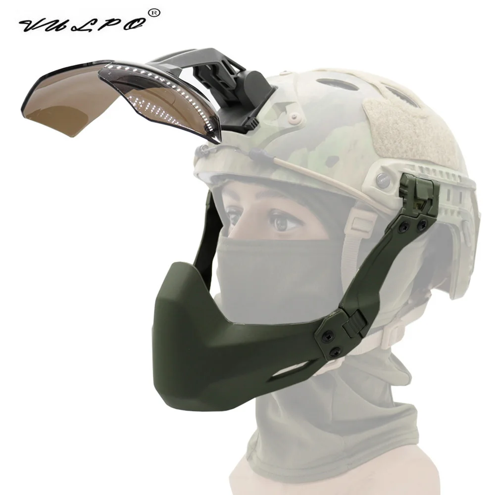 VULPO-Tactical-FAST-Helmet-Half-Mask-Flip-Goggle-Hunting-Airsoft ...