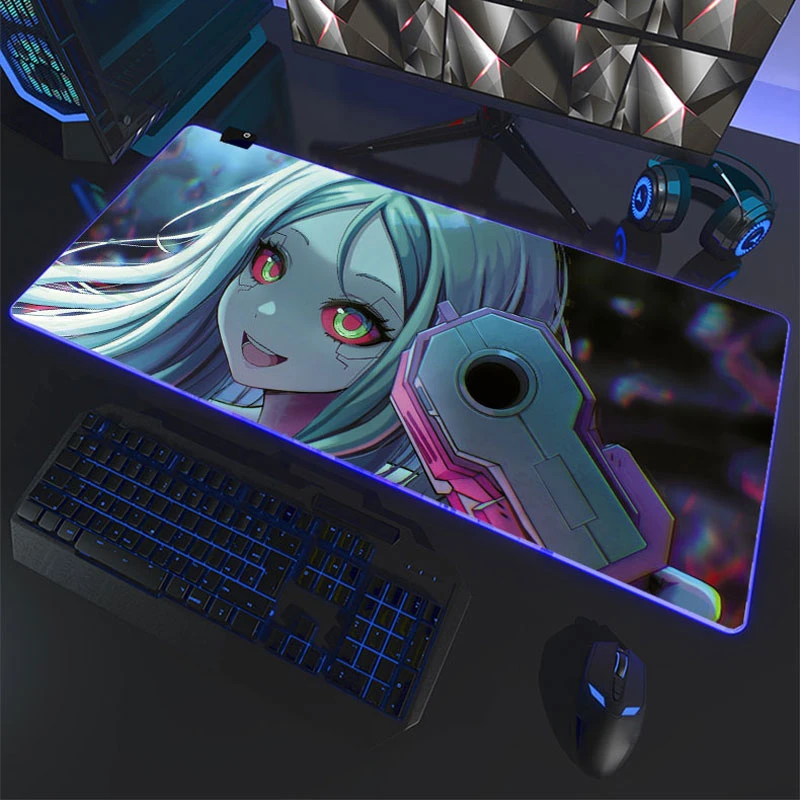 Cyberpunk Edgerunners RGB Mouse Pads, LED Glow Mousepad, Tapetes de ...