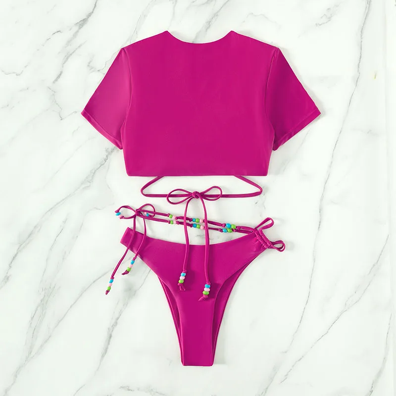 Beachcici Bikini Women Swimsuit Summer Sexy Two Piece Round Neck Cutout