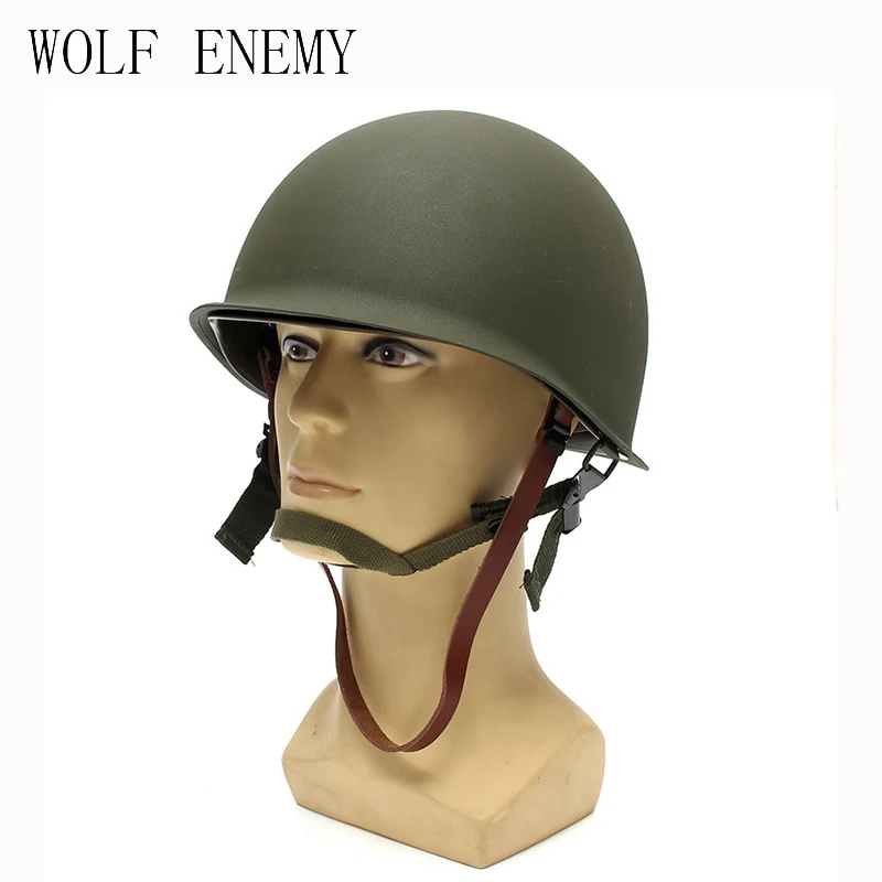 US Army M1 Green Helmet Replica Adjustable with Net/Canvas Chin Strap ...