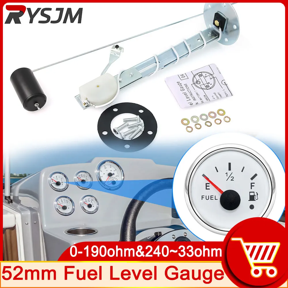 Universal-2inch-52MM-Digital-Fuel-Level-Gauge-with-alarm-light-Red-Led ...
