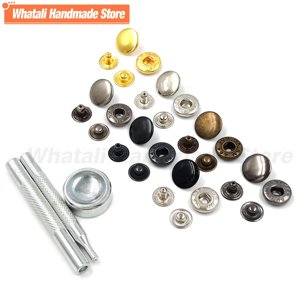 25Sets 655/633/831 Snap Fasteners Metal Snaps Press Button Studs ...