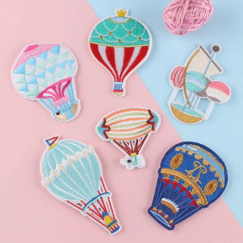 Hot Air Balloon Embroidery Iron on Patches Cartoon Airship Badge Custom ...