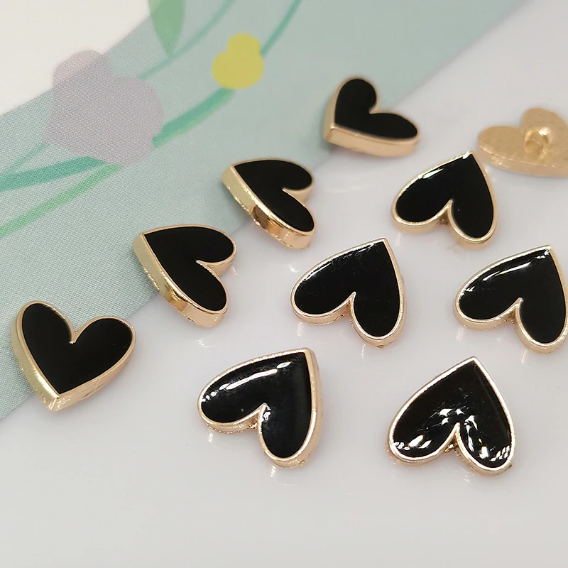 10MM-Mini-Black-Gold-Fashion-Heart-Buttons-Of-Clothing-Wholesale-Decor ...