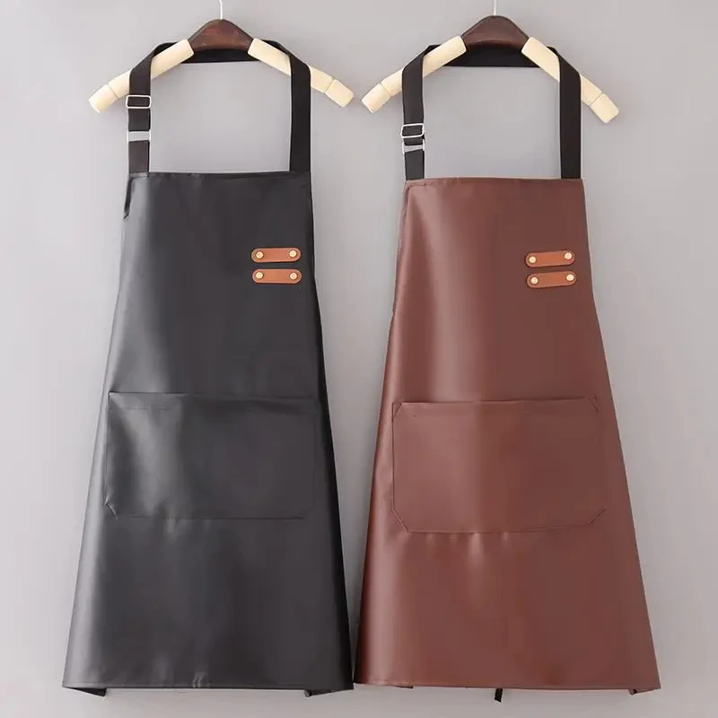 PU-Leather-Waterproof-and-Oil-Resistant-Apron-Kitchen-Workwear-Home ...
