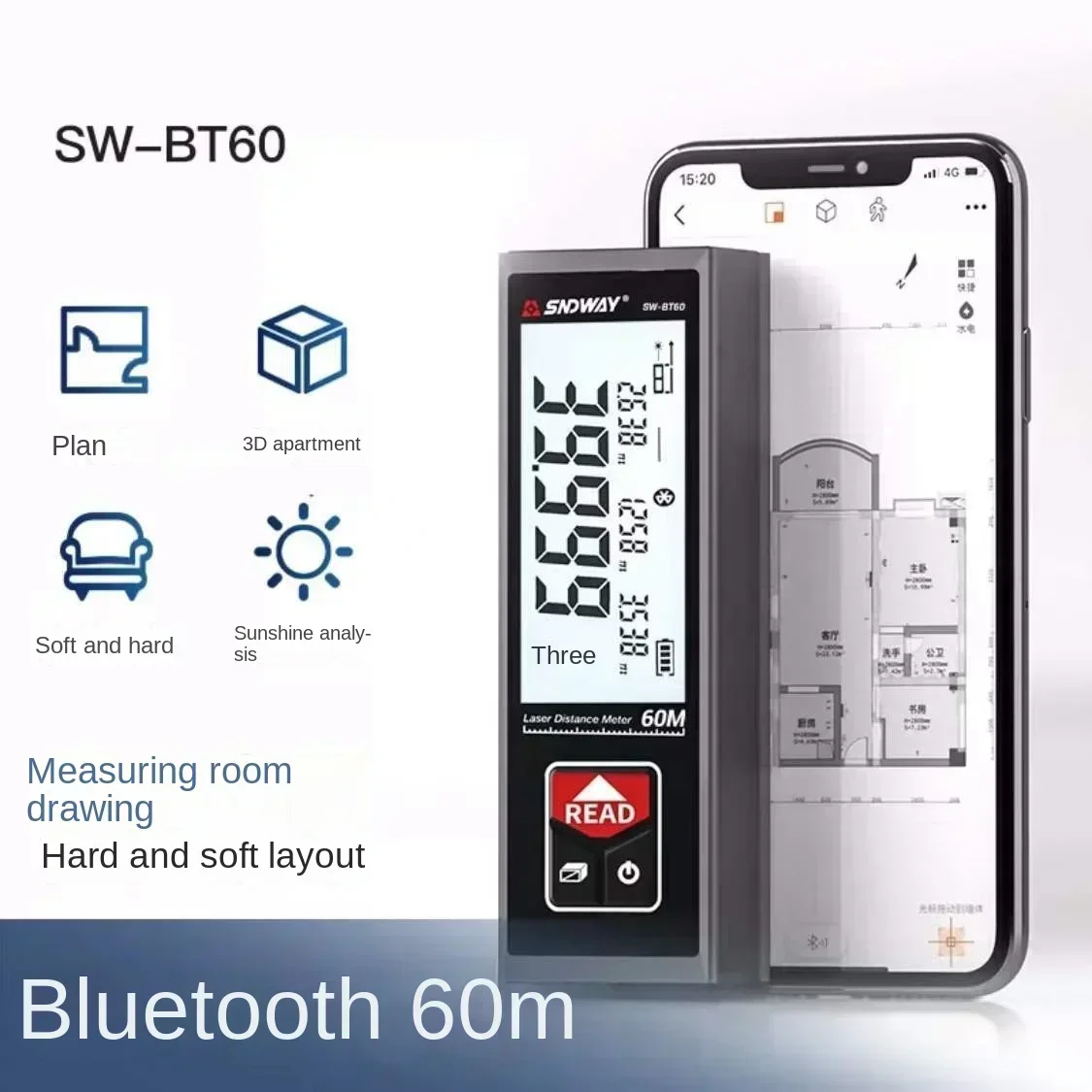 Hot SNDWAY mini electronic ruler SW-BT40 SW-BT50 SW-BT60 high-precision ...