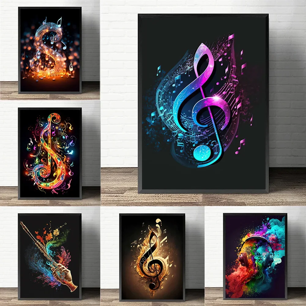 Colorful-Musical-Note-Poster-Prints-Living-Room-Home-Decor-Abstract ...