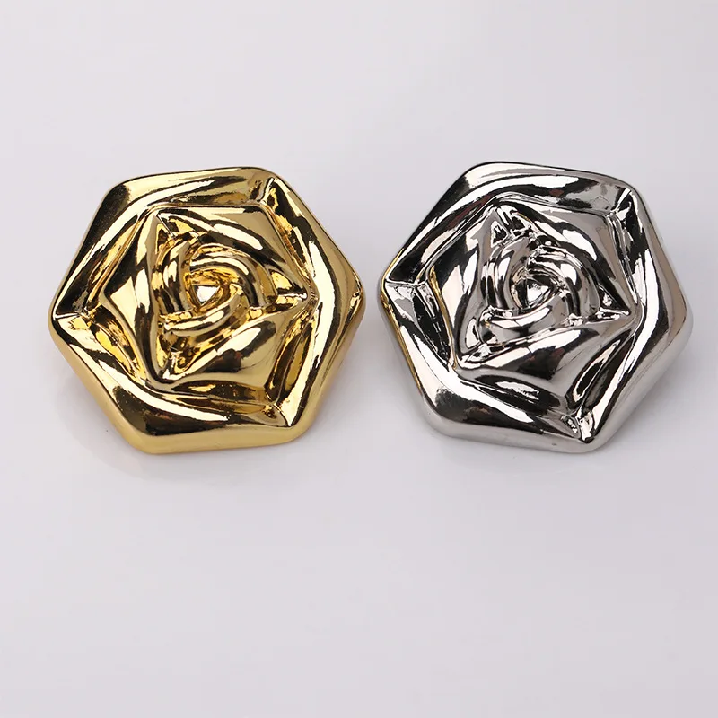 10pcs Rose Flower Buttons 17/22mm Gold/Silver Color Beautiful Rose ...