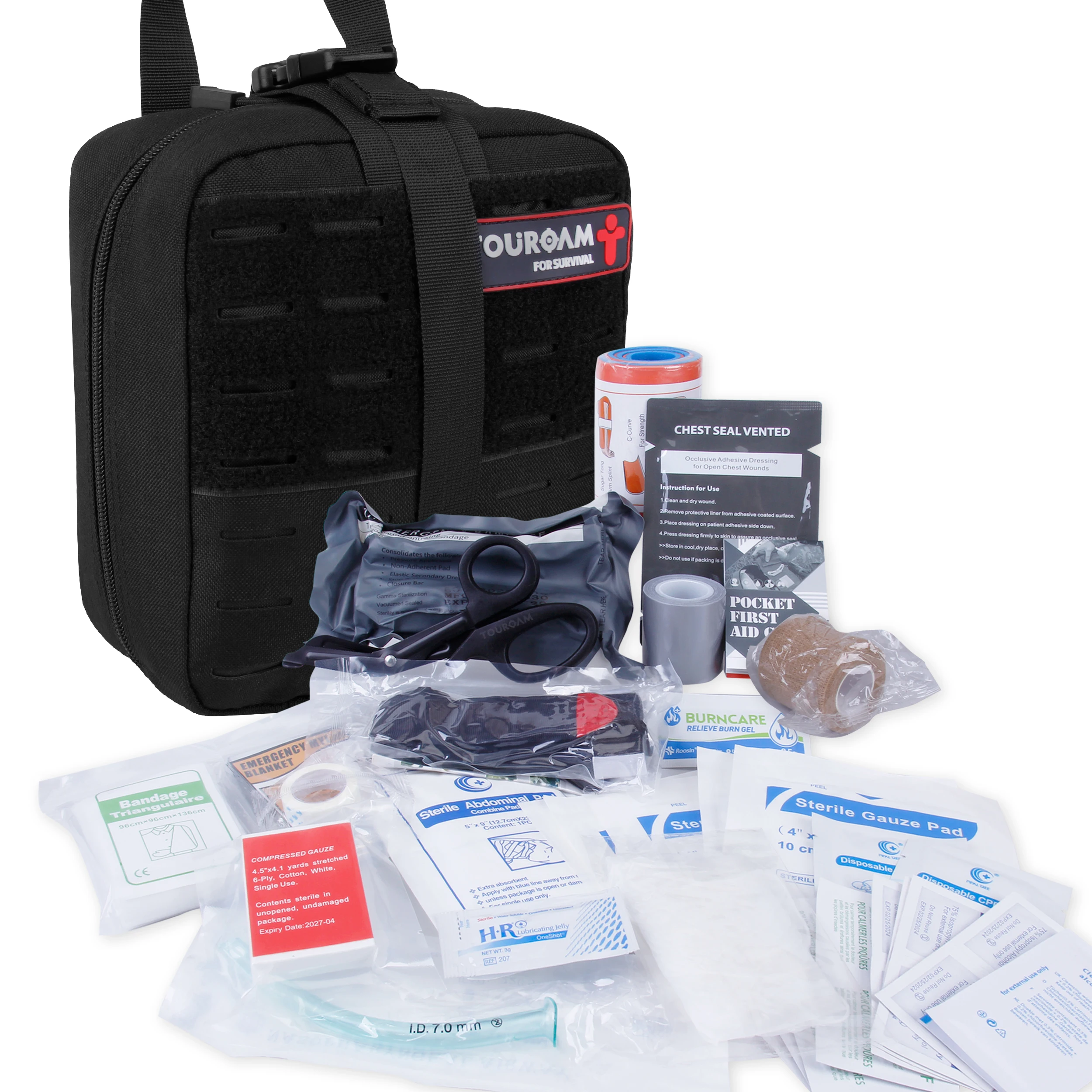 TOUROAM-Military-Trauma-First-Aid-Kit-Black-Emergency-Chest-Seal ...