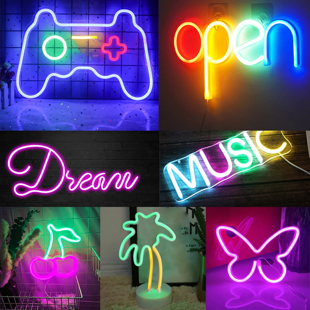 Usb-Batterij-Kleur-Licht-Strip-Led-Neon-Verlichting-Teken-Voor-Muur ...
