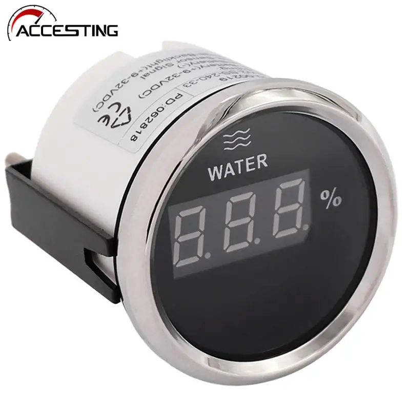 52mm Marine Digital Water Tank Meter 0~190 ohm / 240~33 ohm Water Level ...