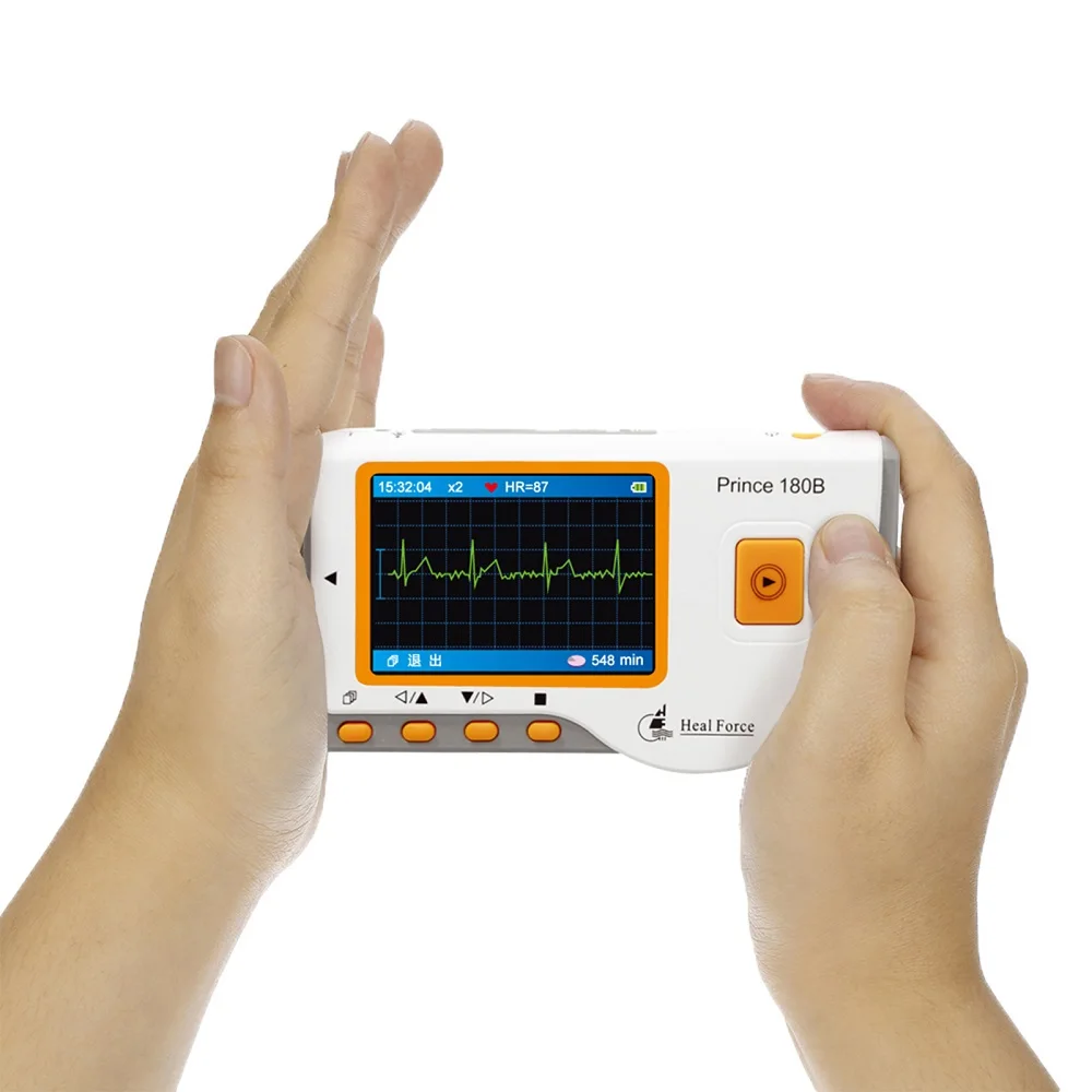 PC 180B0 Portable ECG Monitor Handheld LCD Heart Rate Tracker Home EKG ...