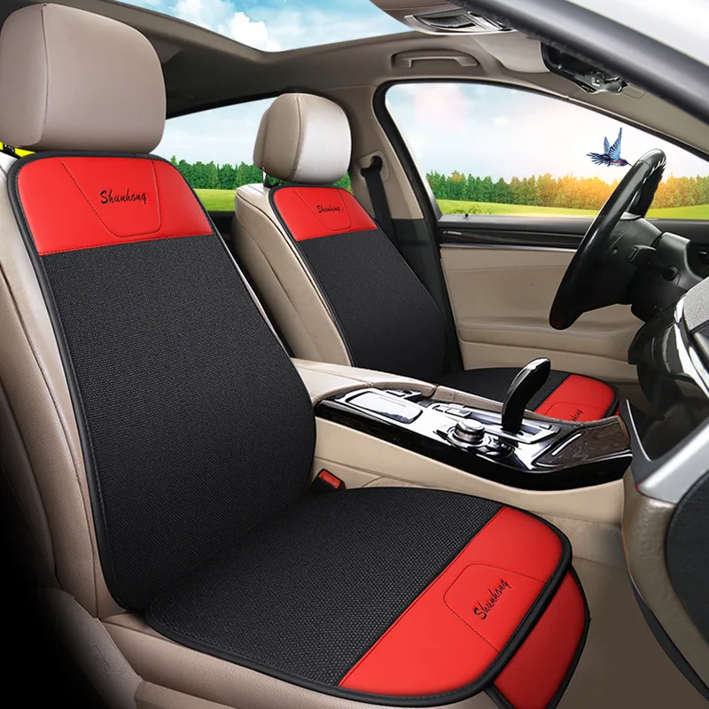 New-Car-Seat-Cover-Front-Linen-Splicing-PU-Leather-Universal-Vehicle ...