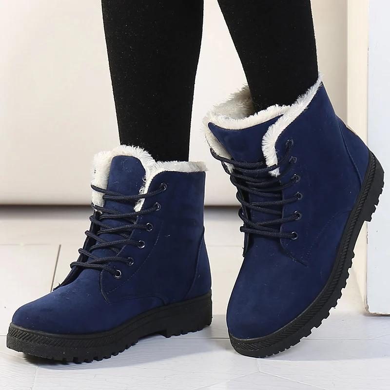 Botas de neve de pelúcia para o inverno 2022 botas de salto baixo ...