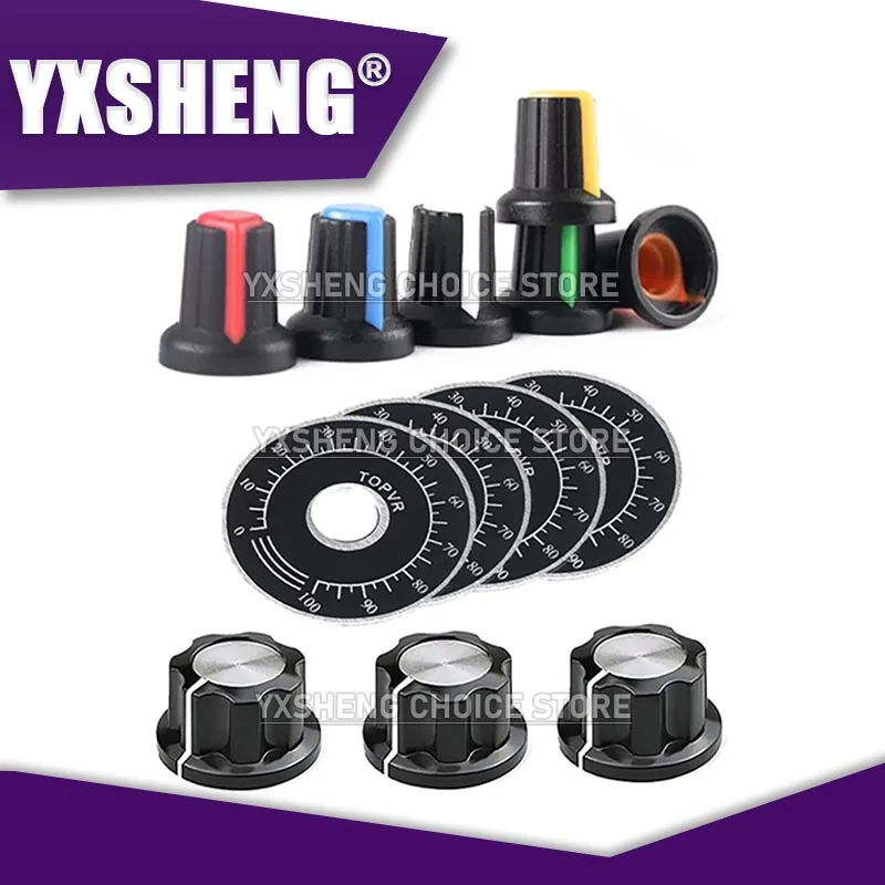 10PCS WH148 Potentiometer Knob Cap(copper Core) 15X17mm 6mm Shaft Hole ...